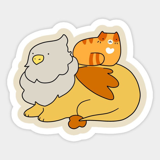 Griffin and Orange Tabby Cat - Griffin - Sticker | TeePublic
