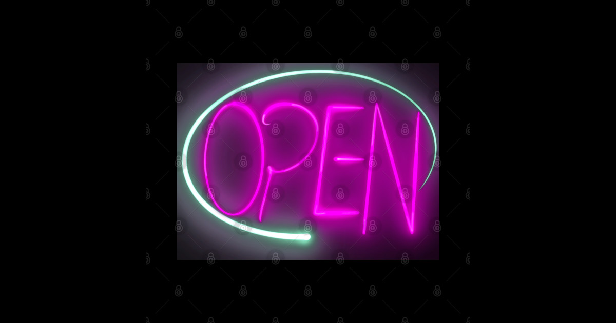 Open SIgn - Neon Sign - Sticker | TeePublic