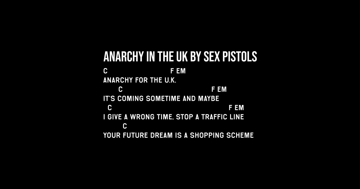 Anarchy In The Uk Chords Lyrics - Punk Rock - Sticker | TeePublic