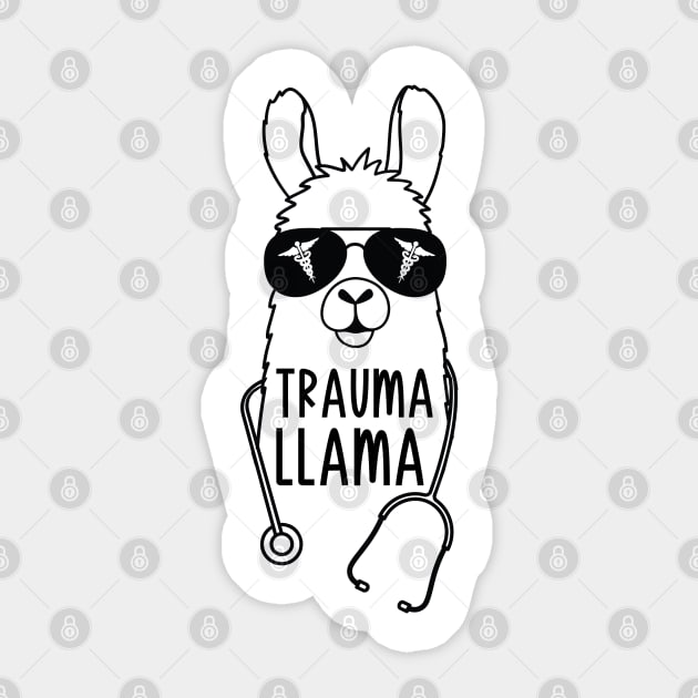 Trauma Llama - EMT - Emt Funny - Sticker | TeePublic