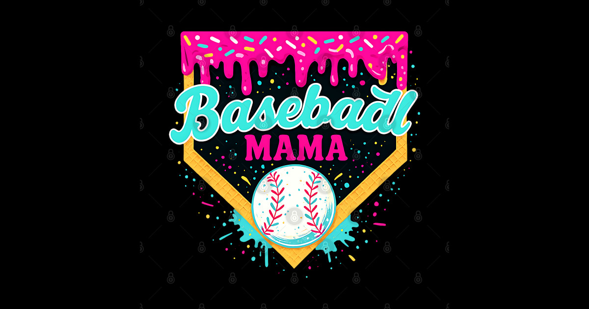 Game Day Baseball Mama Ice Cream Drip Baseball Mom Dripping - Baseball ...