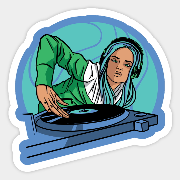 Female DJ Cartoon - Female Dj - Sticker | TeePublic