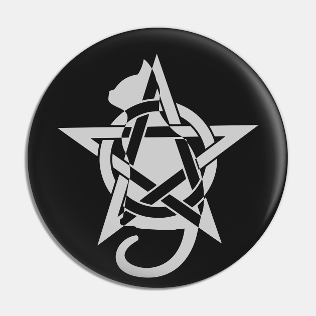 Wiccan Pentacle Cat | Pentagram Cat Silhouette - Wiccan - Pin | TeePublic