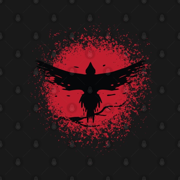 cool vintage japanese aesthetic red moon raven shirt - Red Moon Raven ...