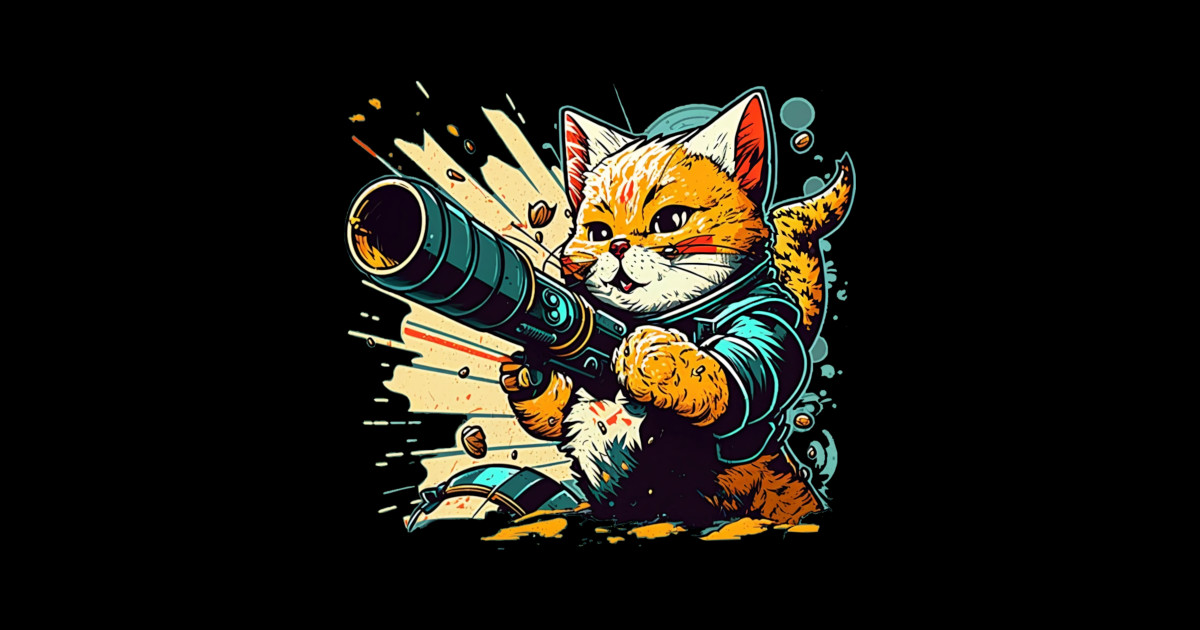 Cat with bazooka - Funny Cats - Sticker | TeePublic