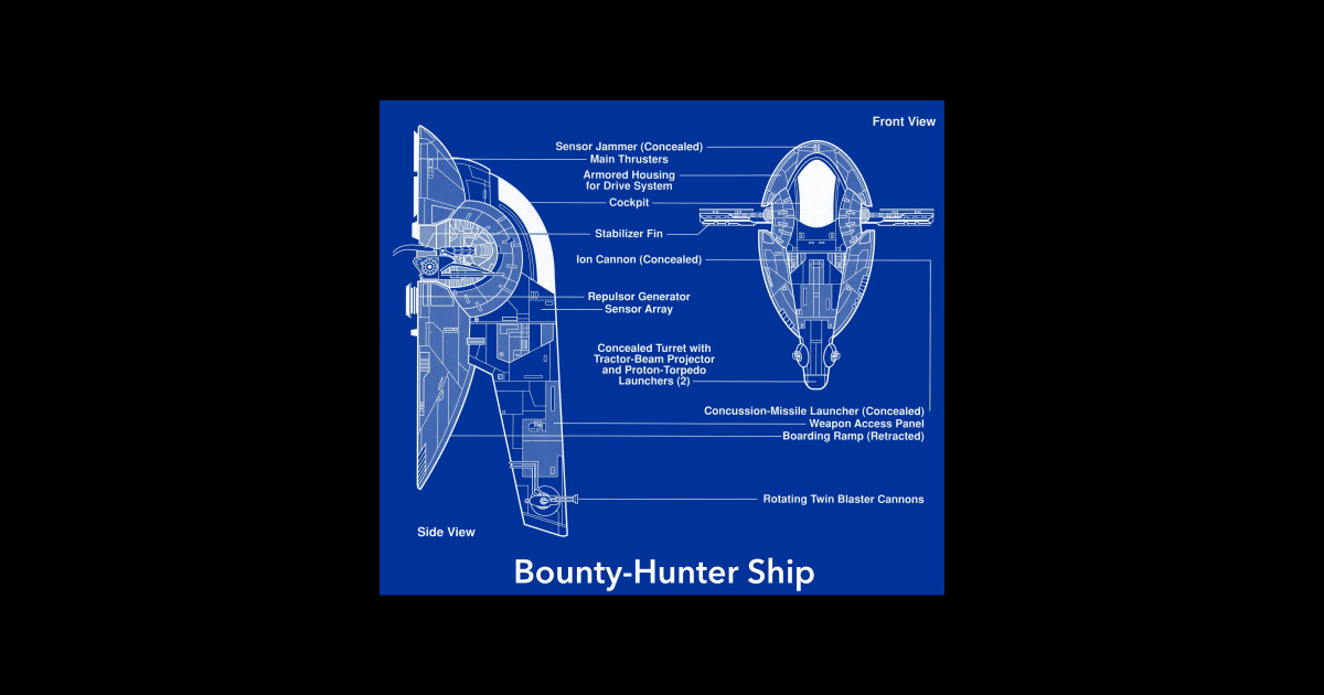 Bounty Hunter Spaceship Blueprints - Bounty Hunter - Sticker | TeePublic