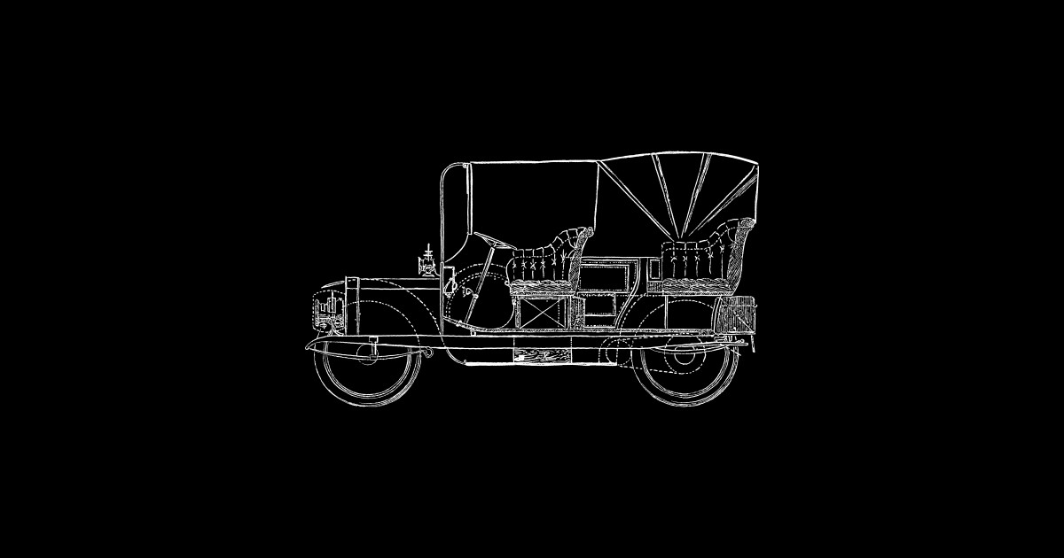 1907 Car Blueprint - Antique Car - Sticker | TeePublic