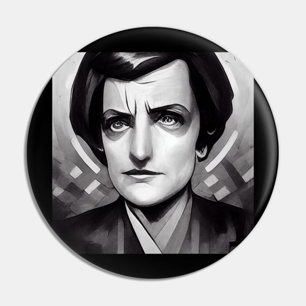 Ayn Rand Portrait | Manga style - Ayn Rand - Pin | TeePublic