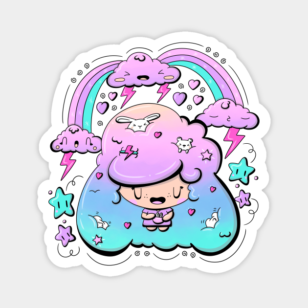 Cute stormy bubble head girl in kawaii style - Kawaii Cute - Magnet ...