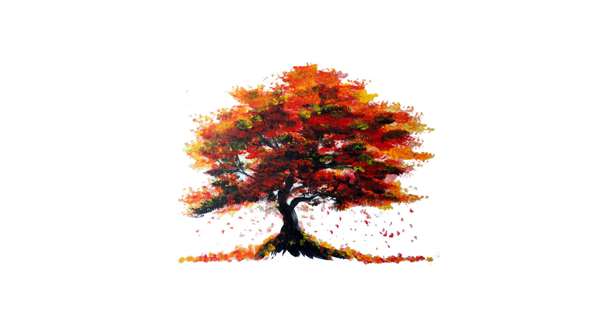 Red Autumn Tree - Red Tree - T-Shirt | TeePublic