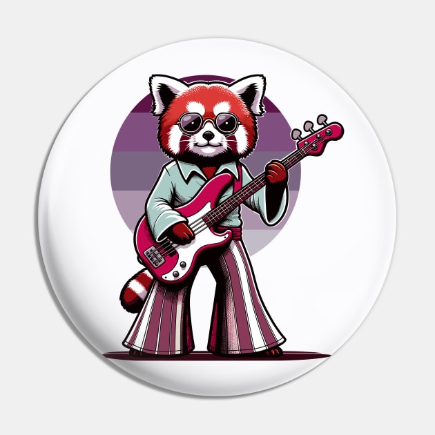 Groovy 70s Bass-Playing Red panda - Colorful Cartoon Vector Art - Bass ...