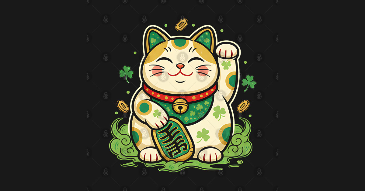 Lucky Japanese Cat St Patrick – Ukiyo-e Ramen Cat - Japanese Cat - T ...