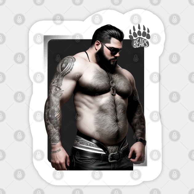 Hairy Chest with sunglasses - Gaybear - Sticker | TeePublic