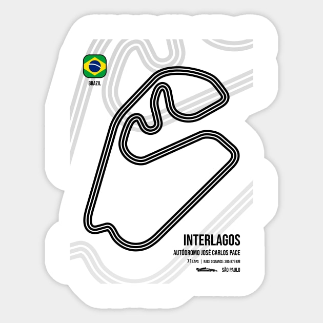Interlagos Race Track - Race Tracks - Sticker | TeePublic