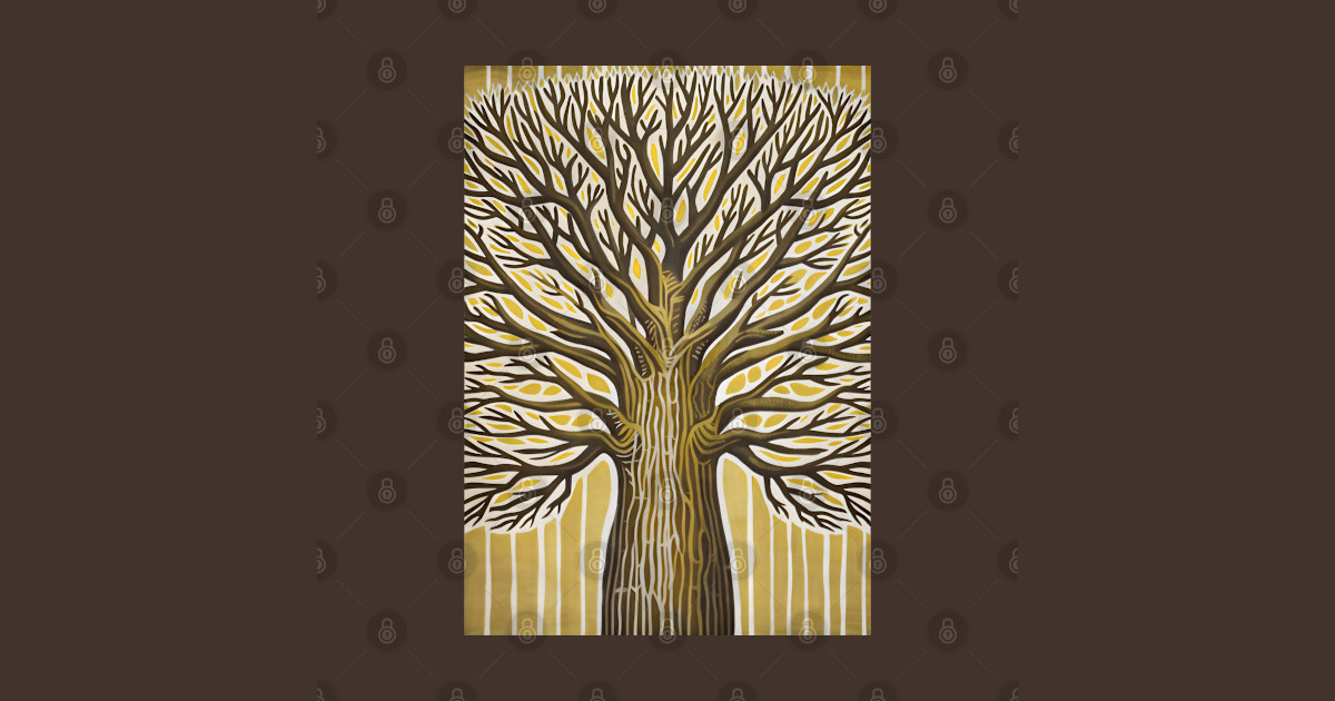 Baobab Tree and stripes in olive green and brown - Baobab Tree - T ...
