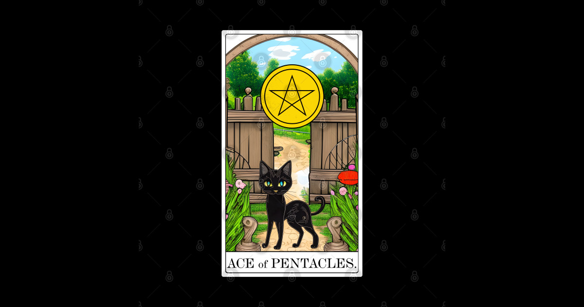 Ace of Pentacles Cat Tarot Card - Pentacles - Sticker | TeePublic