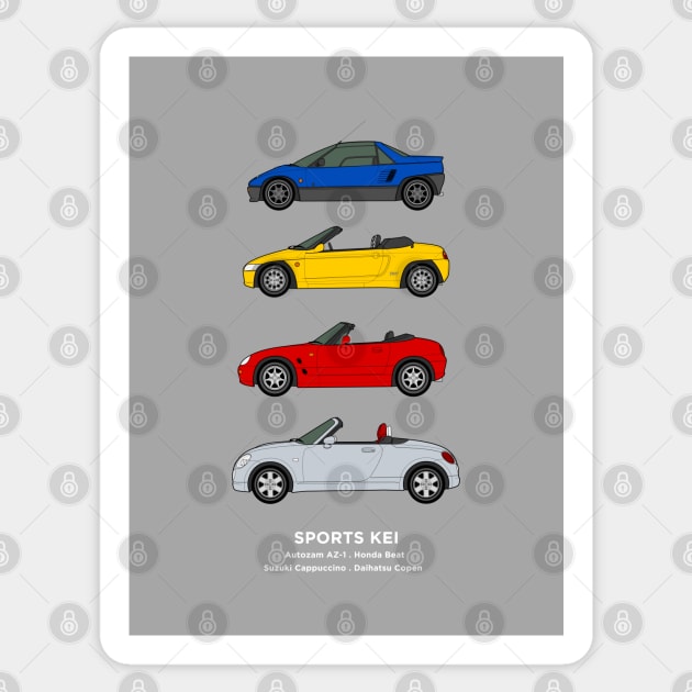 Kei sports car collection - Cars - Sticker | TeePublic