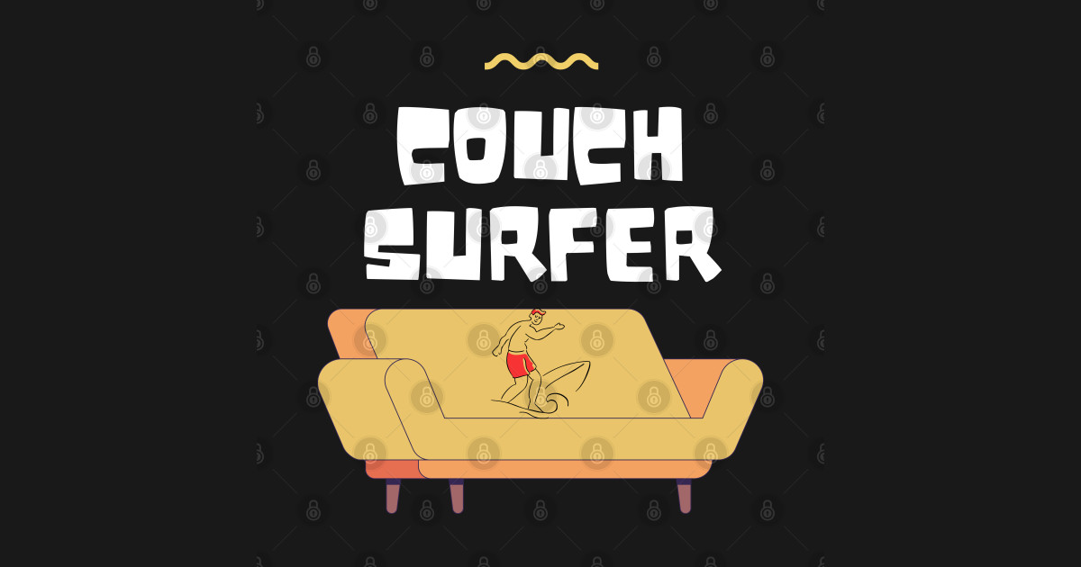Couch surfer cartoon typography vector art design - Couch Surfer Home ...
