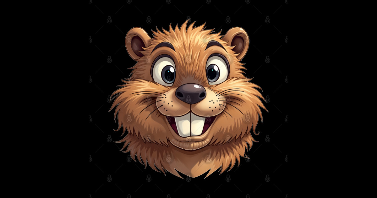 Cute Cartoon Beaver Face - Funny Beaver - Sticker | TeePublic