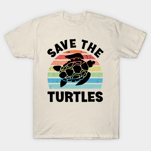 Save The Turtles Sea Turtle Retro Sunset - Save The Turtles - T-Shirt ...