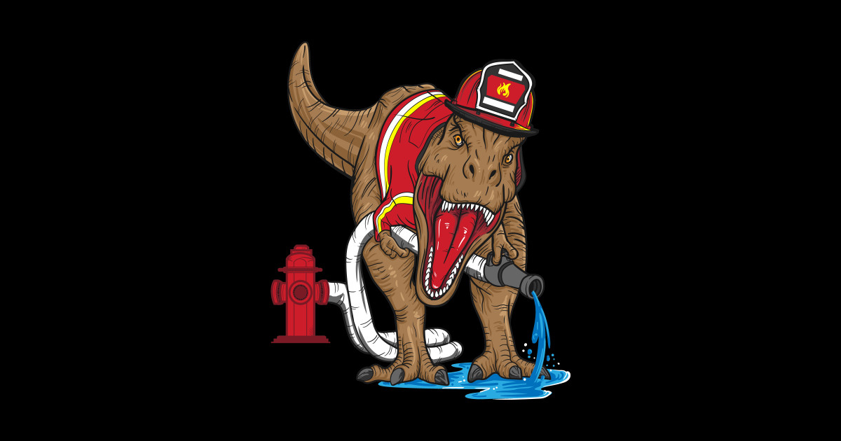 Firefighter T Rex Dinosaur Kids - Firefighter T Rex Dinosaur - Sticker ...