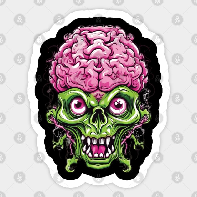 scary Brain - Monster - Sticker | TeePublic