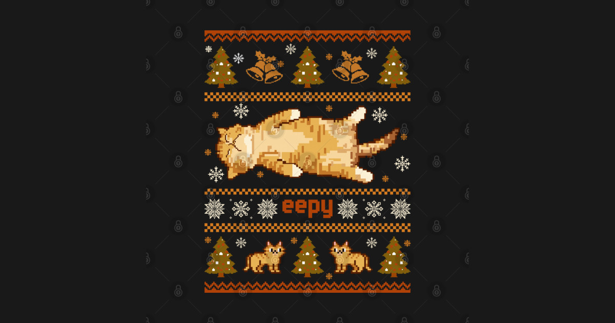 Eepy Cat Silly Sleepy Cat Meme Ugly Christmas Sweater T-Shirt - Funny Silly Cat Memes By The ...