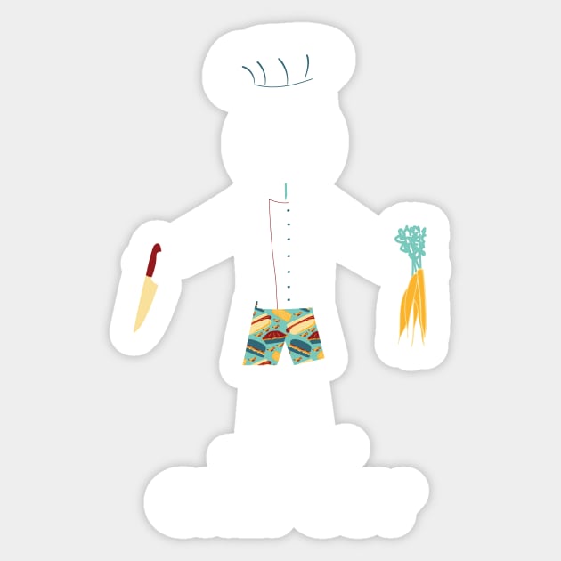 Funny Mens Chef Guy Illustration - Chef - Sticker | TeePublic