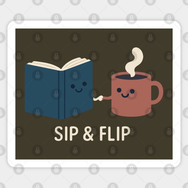 Sip & Flip – Coffee and Book Buddies - Book And Coffee - Sticker ...