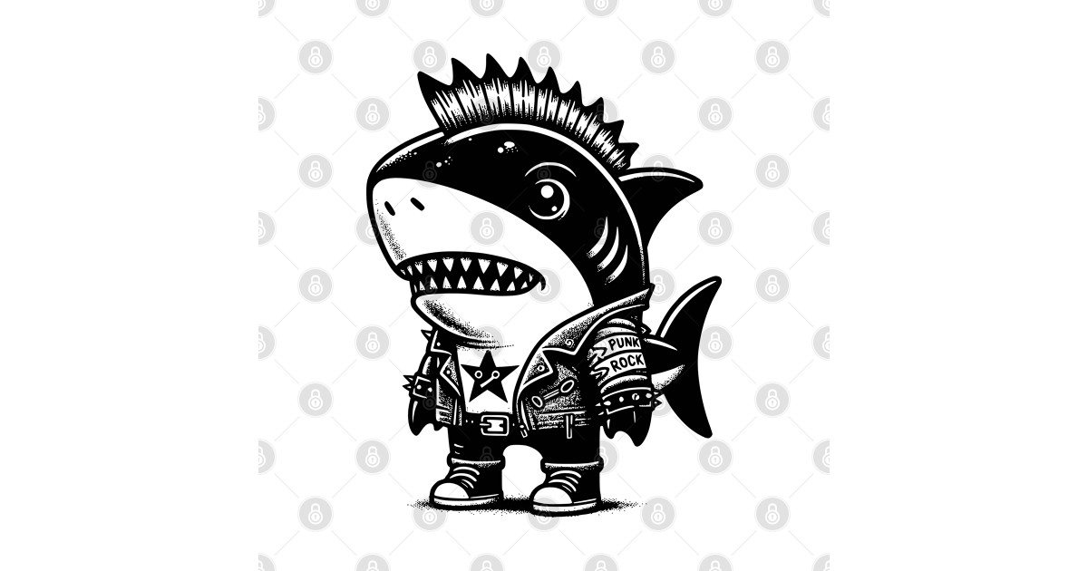 Gothic Punk Shark - Shark - T-Shirt | TeePublic