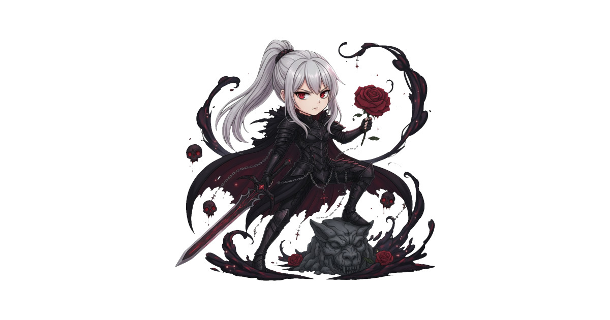 Chibi Dark Knight – Gothic Anime Warrior - Designs - T-Shirt | TeePublic