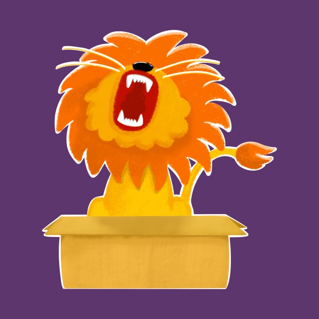 Cute lion in a box - Lion - T-Shirt | TeePublic