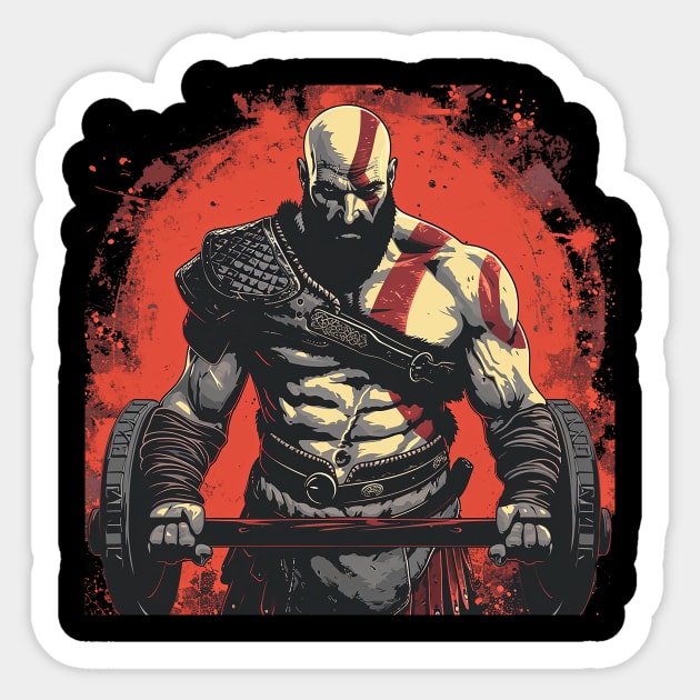 kratos at gym - Kratos - Sticker | TeePublic