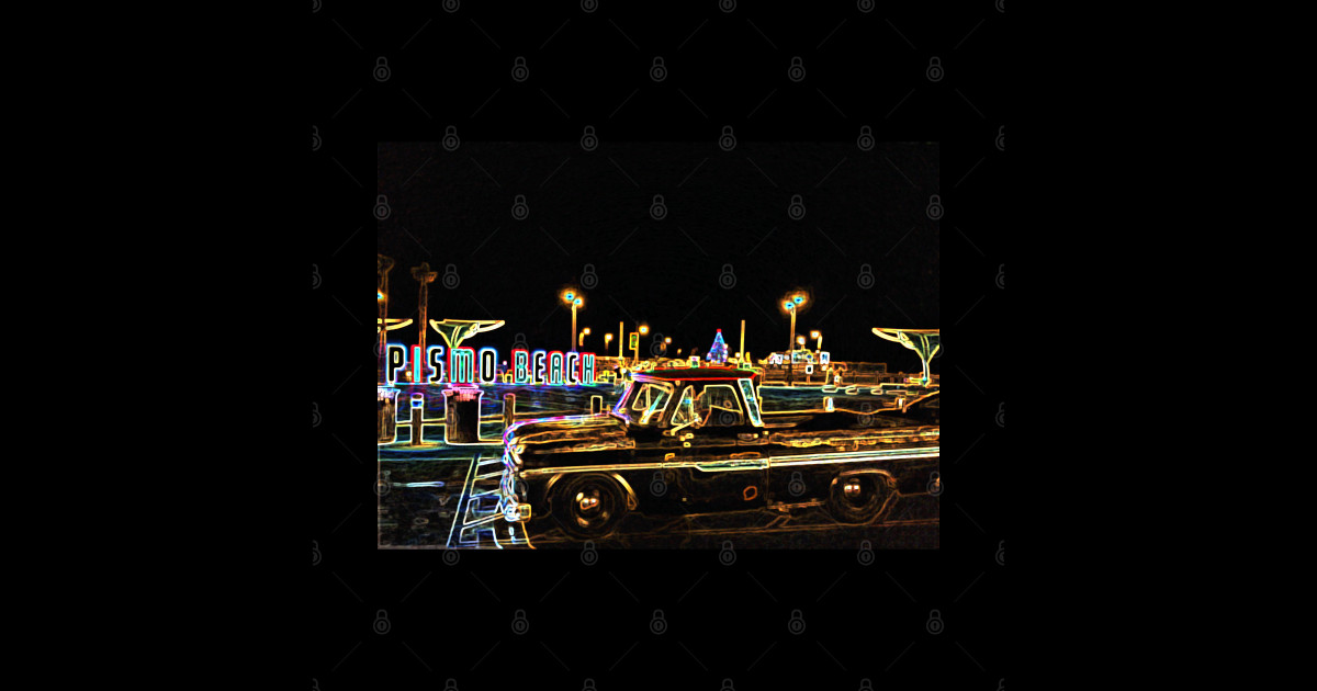 Pismo C10 Neon Lines - Pismo Beach C10 Truck - Sticker | TeePublic