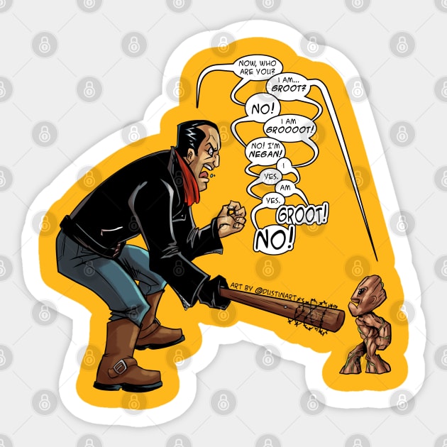 Negan vs. Baby - Groot - Sticker | TeePublic