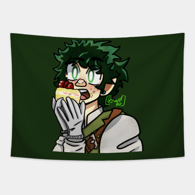 Deku Eating Cake Mha Tapestry Teepublic