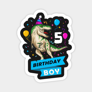5th Birthday Dinosaur T Rex 5 Yea Magnets for Sale | TeePublic