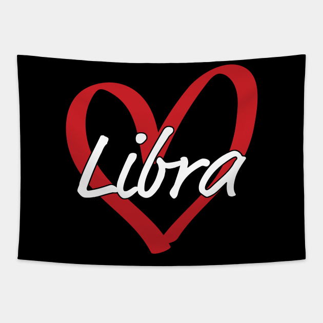 Libra - Heart - Libra Zodiac - Tapestry | TeePublic