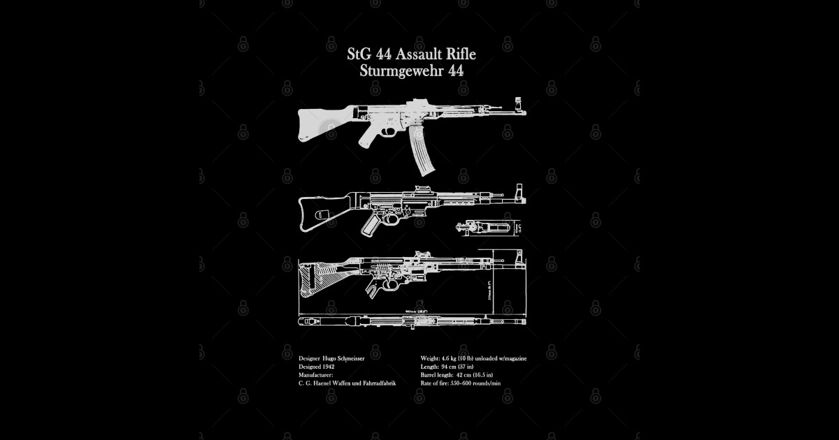 StG 44 Assault Rifle | World War 2 Weapon Blueprint - Stg 44 - Posters ...