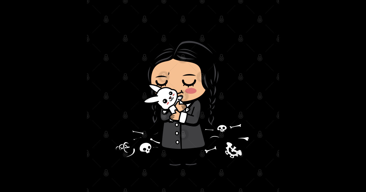 Cute Kawaii Killer Rabbit Meets Wednesday - Dark Humor - Sticker ...