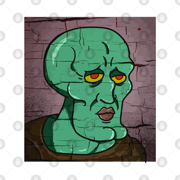 Handsome Squidward Distressed Style Vector Draw - Handsome Squidward ...
