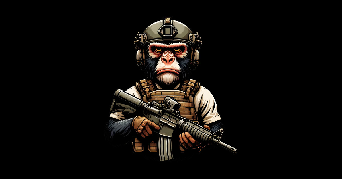Tactical Monkey - Monkey - Sticker | TeePublic