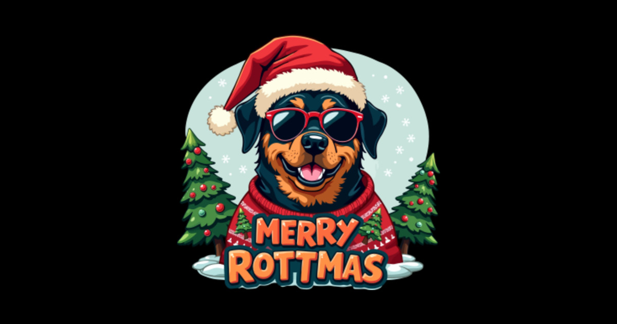 Merry Rottmas Cute Rottweiler Christmas Holiday - Rottweiler Christmas ...