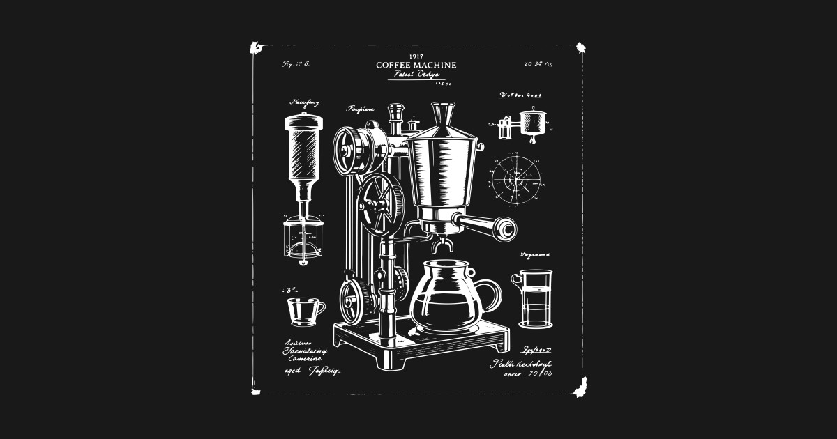 coffee machine retro blueprint design - Coffee Machine - T-Shirt ...