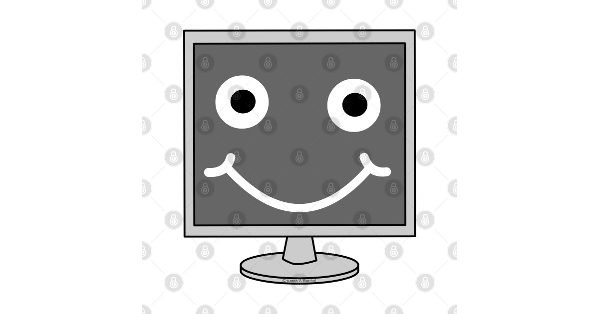 Computer Monitor Smiling Face - Computer Monitor - Posters and Art ...