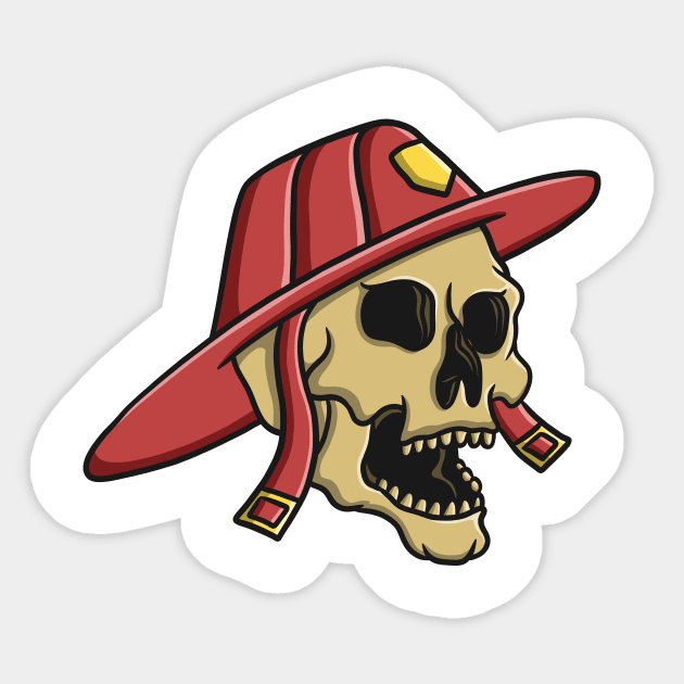 Fire Fighter Skull - Firefighter - Sticker | TeePublic