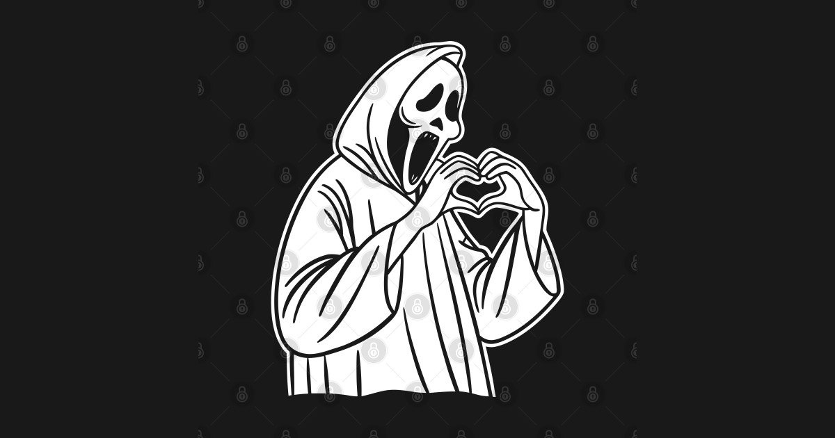 Halloween Ghost Scary Screaming Face Making Heart Hands Retro Horror ...