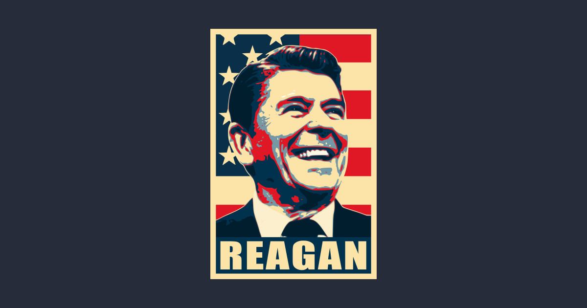 Ronald Reagan Happy Propaganda Poster Art - Ronald Reagan - Sticker ...