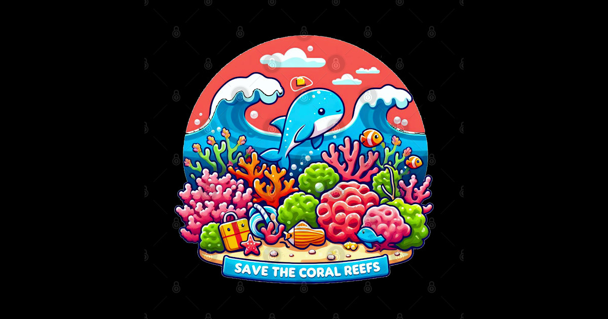 Save The Coral Reefs [Cute Whale] - Save The Coral Reefs - Sticker ...