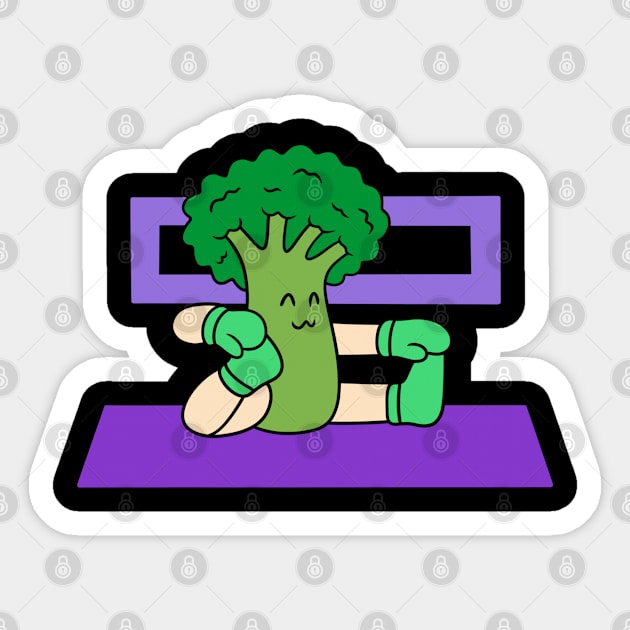 Kawaii broccoli yoga - Broccoli - Sticker | TeePublic